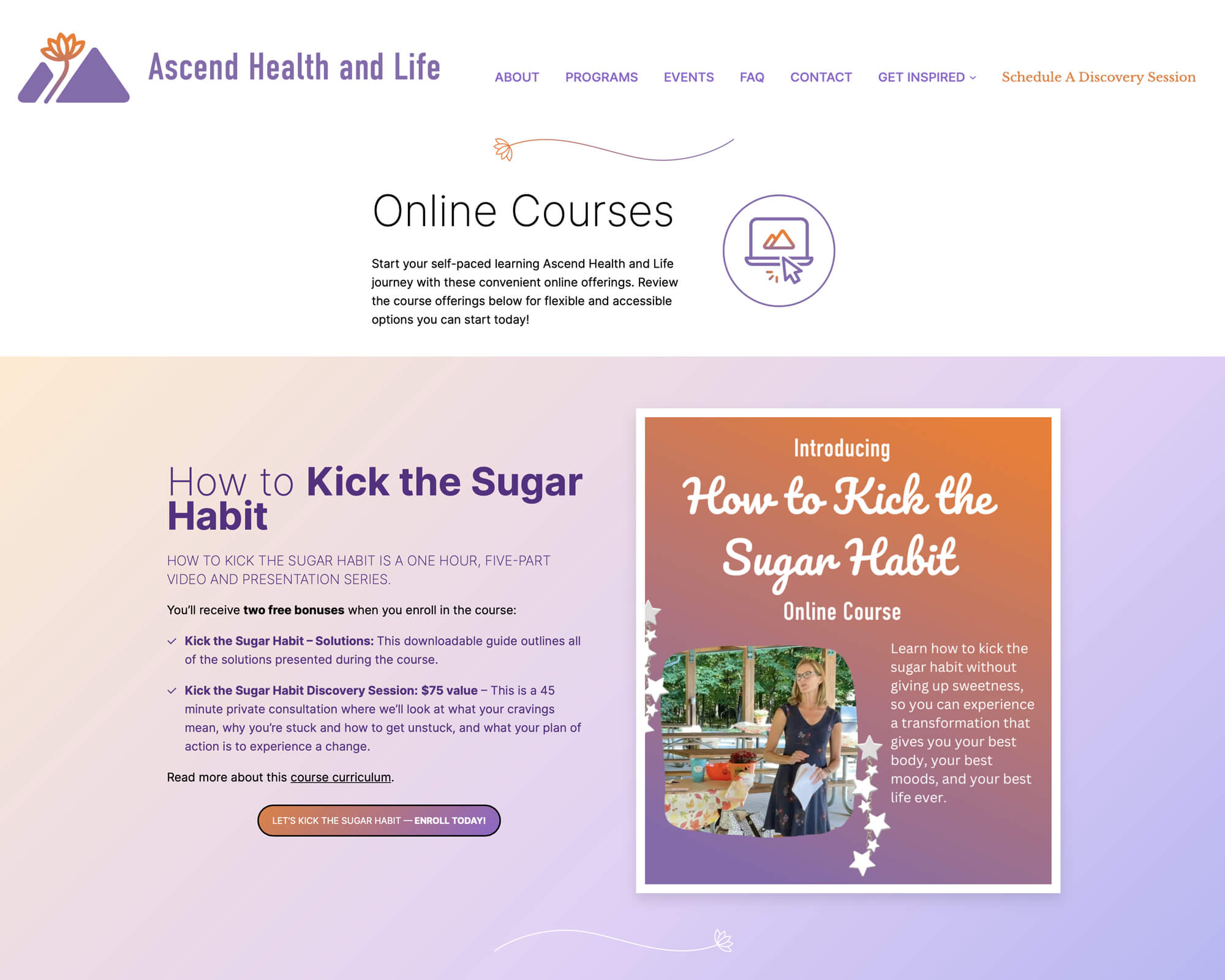 Events and Online Courses - Ascend Health and Life